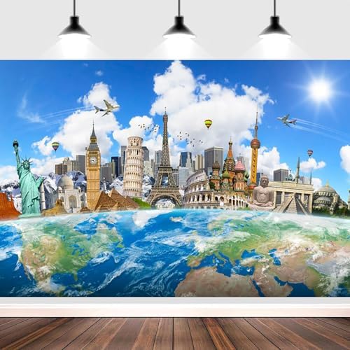 Amazon.com : 7x5ft Around The World Travel Backdrop Worldwide Famous ...