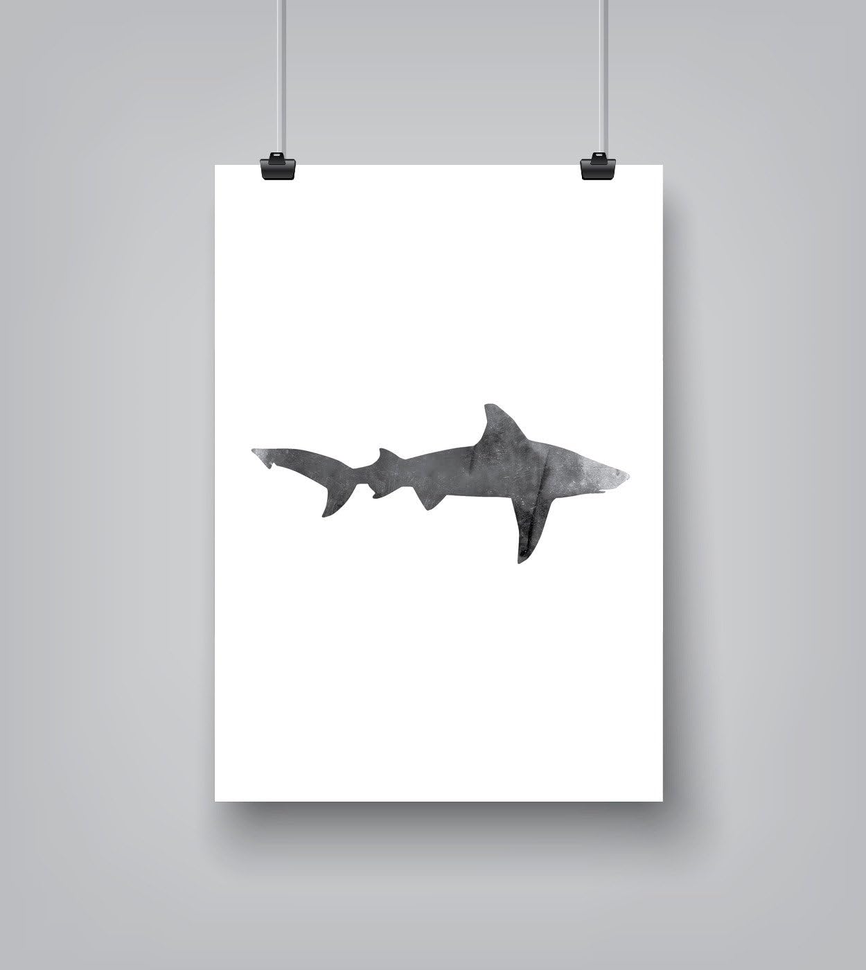 Amazon.com: Americanflat Poster Print - Black Faded Shark - Jetty ...