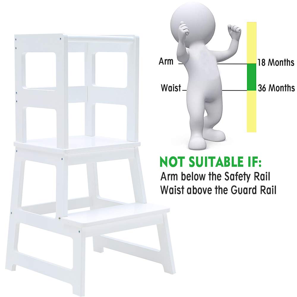 KATARUS Kitchen Step Stool for Kids and Toddlers with Safety Rail ...