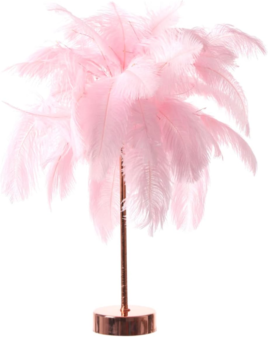 Ostrich Feather Night Light Led Decorative Light with Feathers, Remote ...