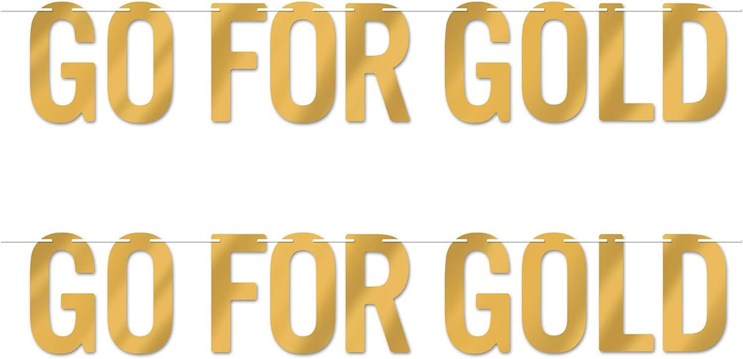 Amazon.com: 2pcs Go for Gold Signs, 7 Inch x5ft Gold Foil Go Streamers ...