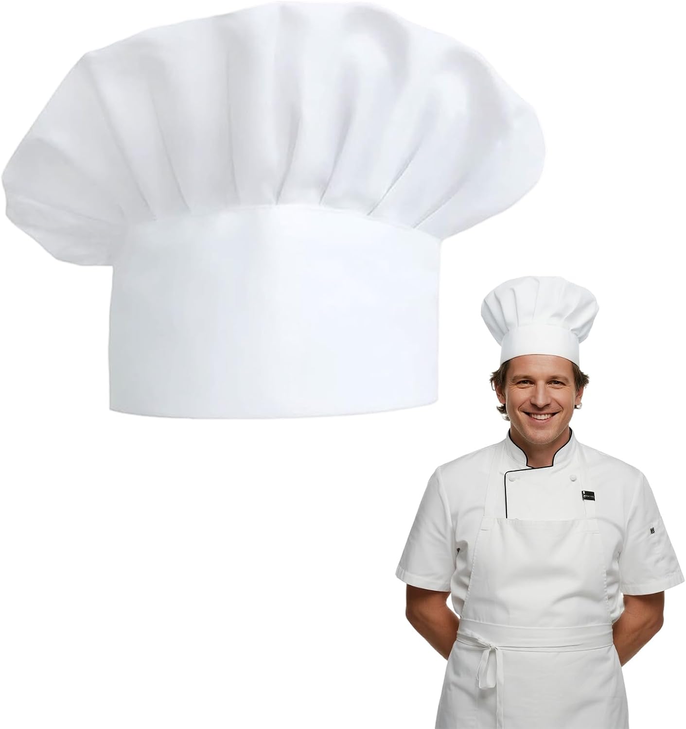 Makoto Nobu Unisex Chef Hats, Adult Adjustable Elastic Mushroom White ...