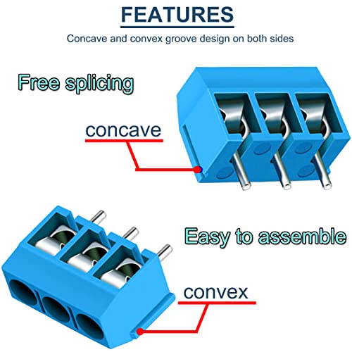 Snapklik.com : DAOKAI KF301 PCB Terminal Block 5mm Pitch 2P 3P 4P Mount ...