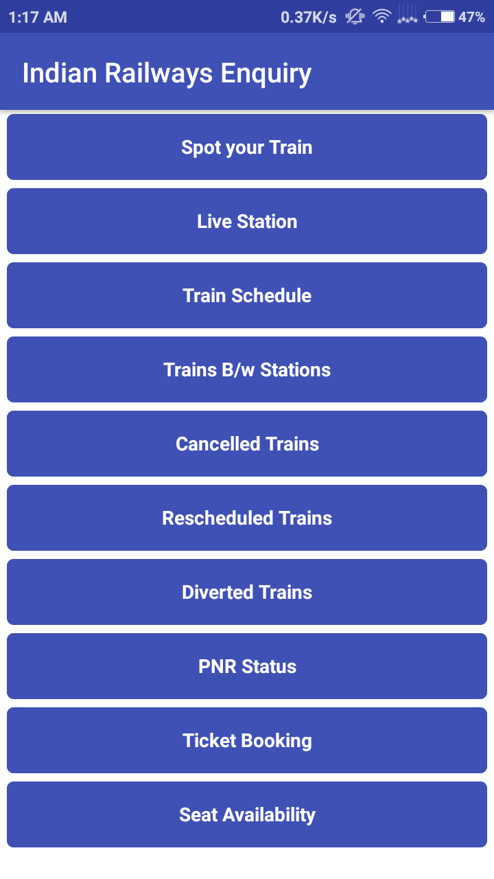 Indian Railways Seat Availability Enquiry