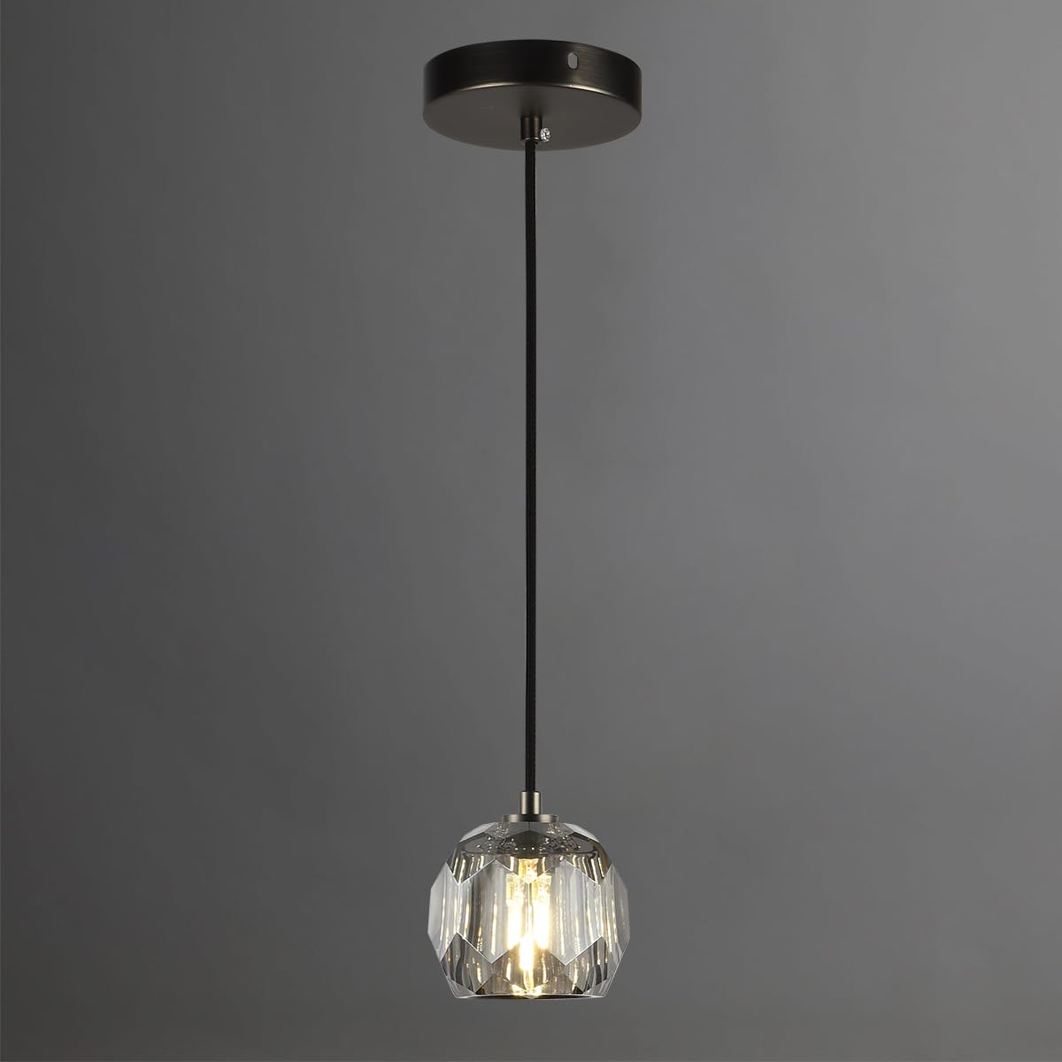 Camastar Modern Smoke Pendant Light, Brushed Black Ceiling Light Small ...