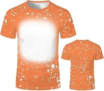 Blank Bleached Sublimation Ready Faux Bleach spot Orange Splatter T ...