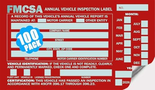 Amazon.com: CreativeInk 100 Pack Exterior Annual Vehicle Inspection ...