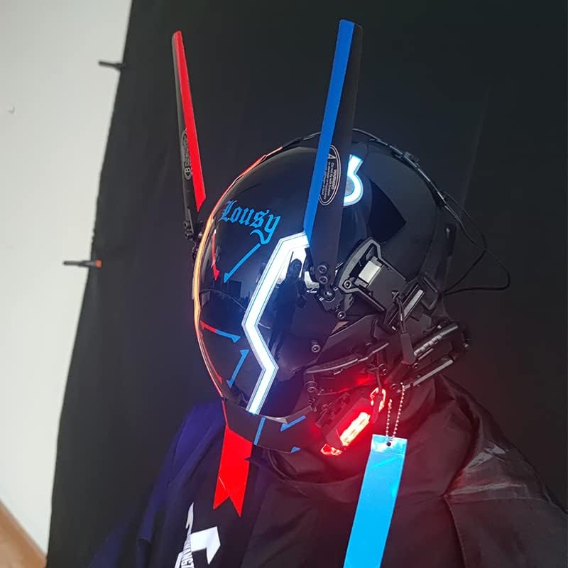Amazon.com: KYEDAY Punk Mask for Men, Red Blue LED Color Contrast Mask ...