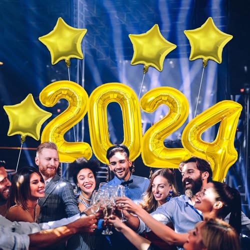 Snapklik.com : 40 Inch 2024 Balloons Set Gold 2024 Number Balloons And ...