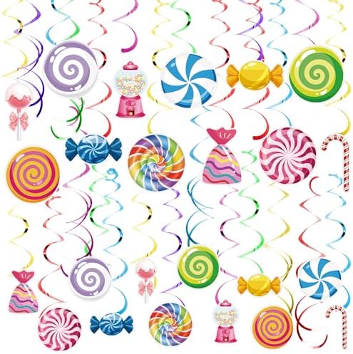 Amazon.com: 48pcs Candyland Birthday Party Swirls Decorations Merry ...