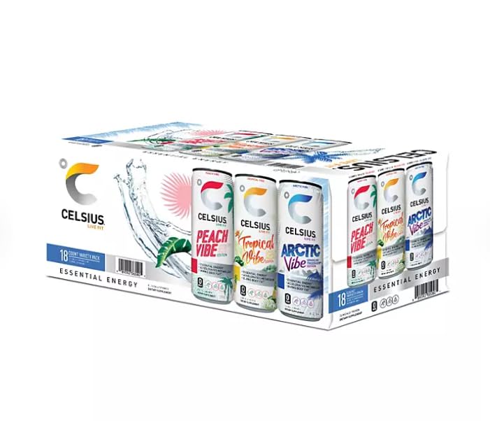 Celsius Essential Energy Sparkling Vibe Variety Pack, 355 ml, 18 pk ...