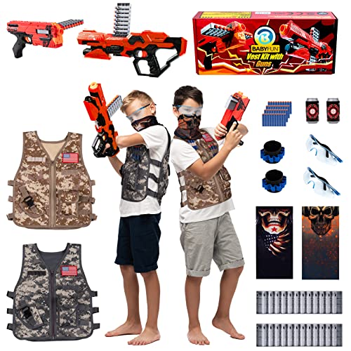 BABY FUN 2 Set Kids Adjustable Tactical Vest Kit, Nerf Guns - Want It All