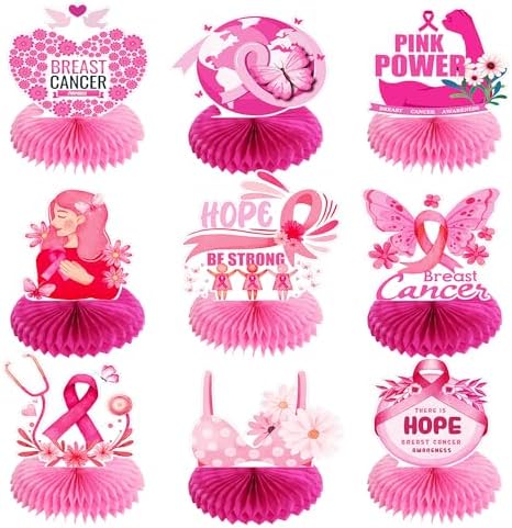 Amazon.com: Hying 12PCS Breast Cancer Awareness Honeycomb Table ...