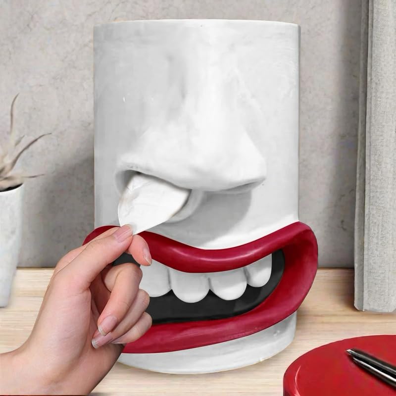 Amazon.com: Funny Face Tissue Holder,Resin Quirky Mouth Nose Tissue Box ...