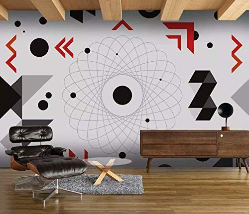 Amazon.com: Murwall Geometric Wallpaper Abstract Red Lines Wall Mural ...