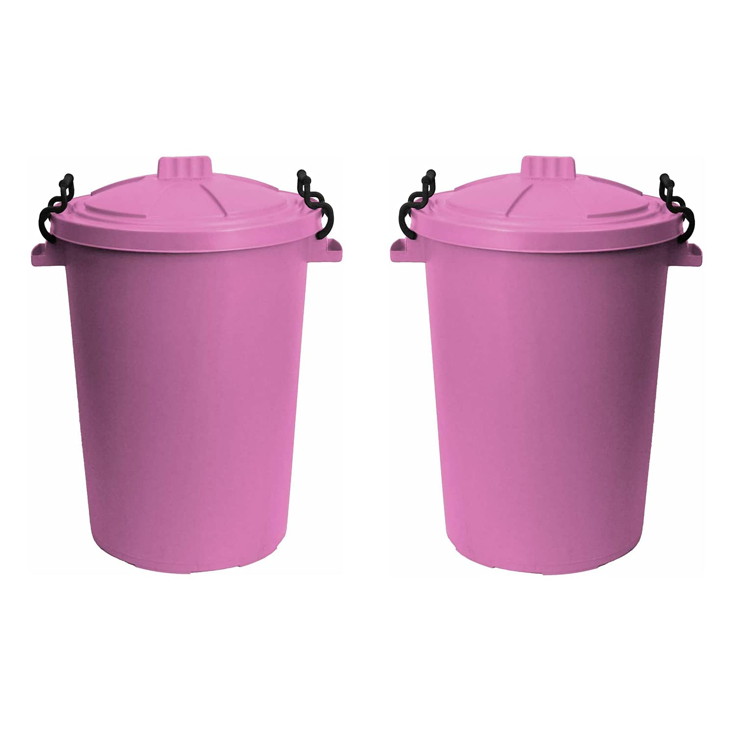 Buy 2x 50L Litre Heavy Duty Plastic Bin Rubbish Waste Dustbin (Pink ...