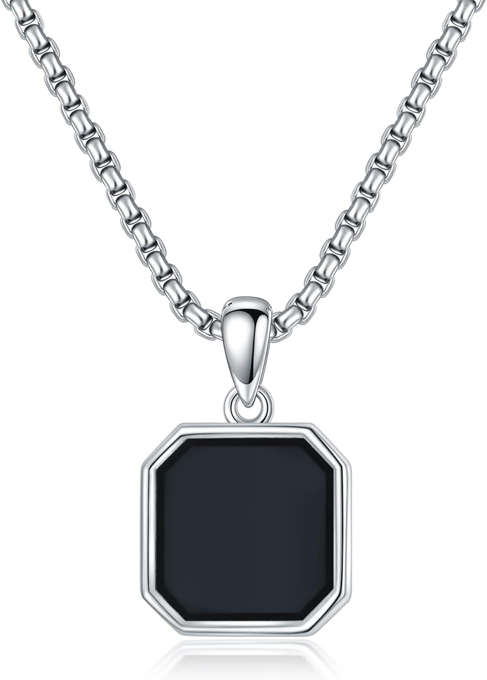 PDTJMTG Obsidian Necklace for Men Sterling Silver Obsidian Pendant with ...
