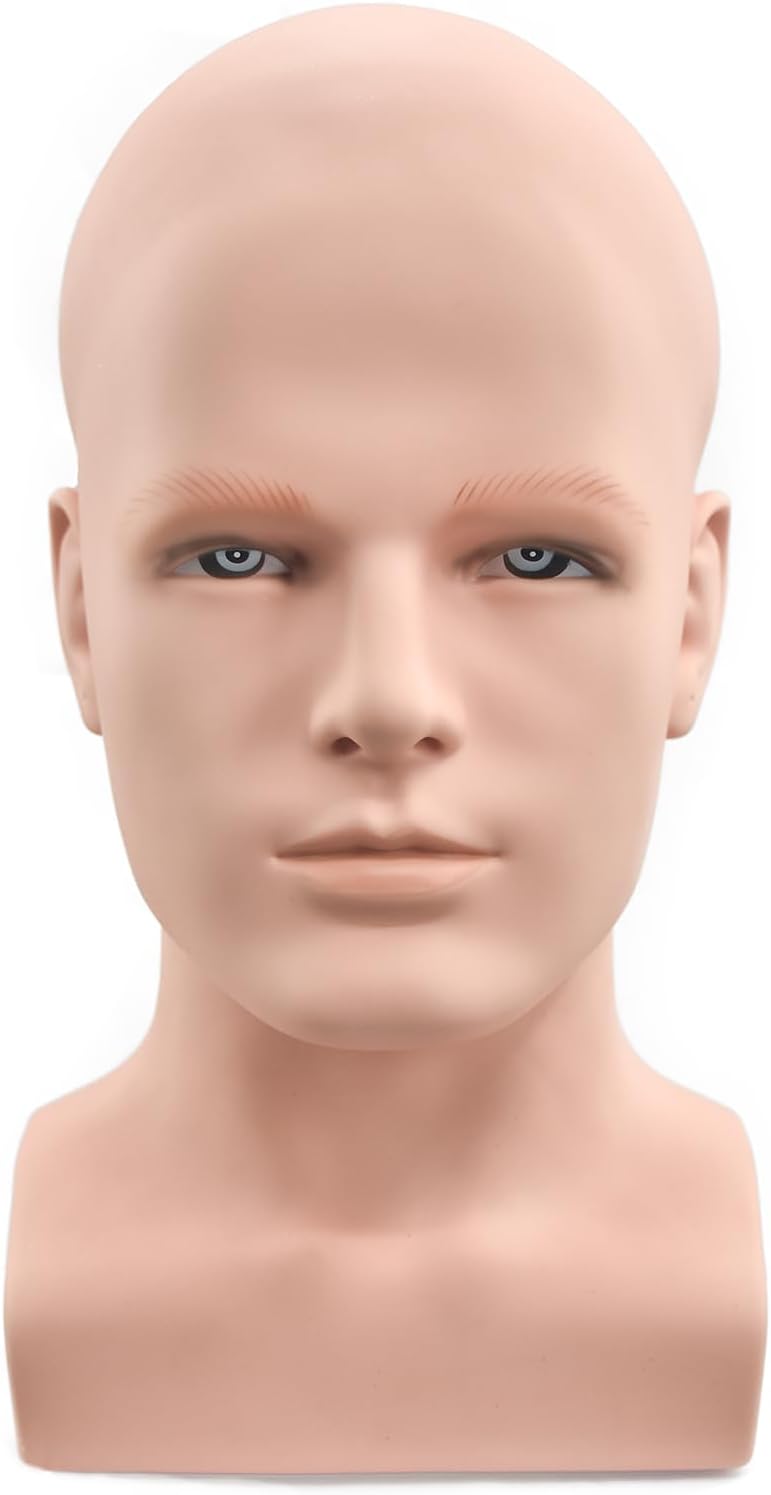 Amazon.com: MIAOMANZI PVC Mannequin Head Black Male Manikin Dummy Stand ...