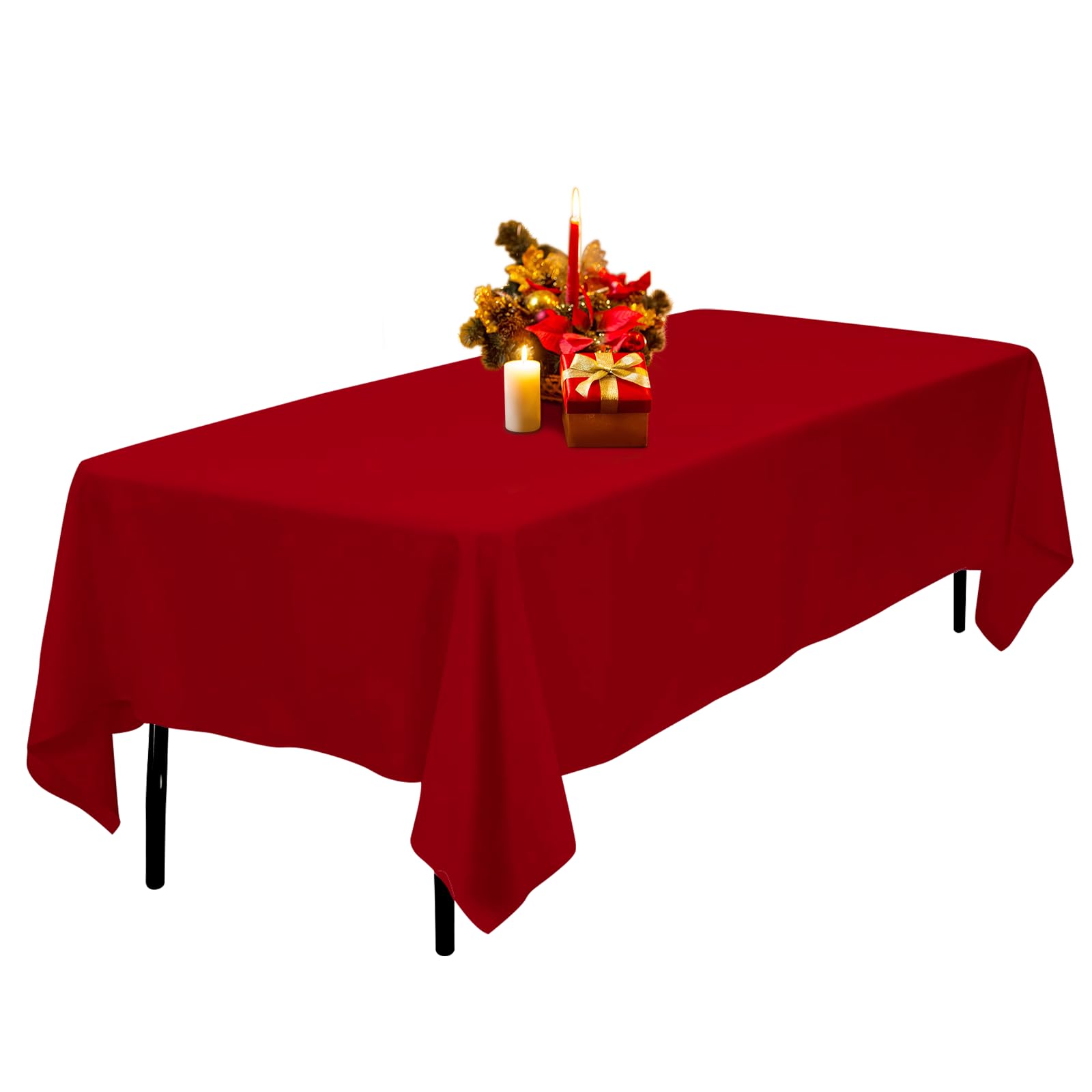 Kapwall Red Table Cloth - 60X84Inch (152X213cm) Polyester Rectangle ...