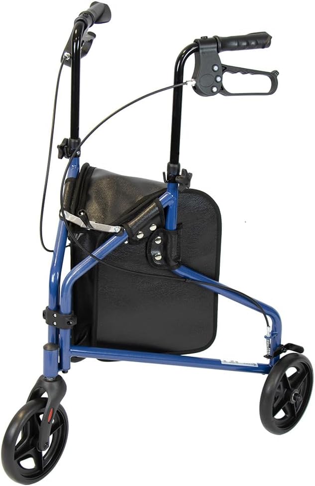 NRS Healthcare 3 Wheel Steel Rollator Wheeled Walking Aid with Bag ...