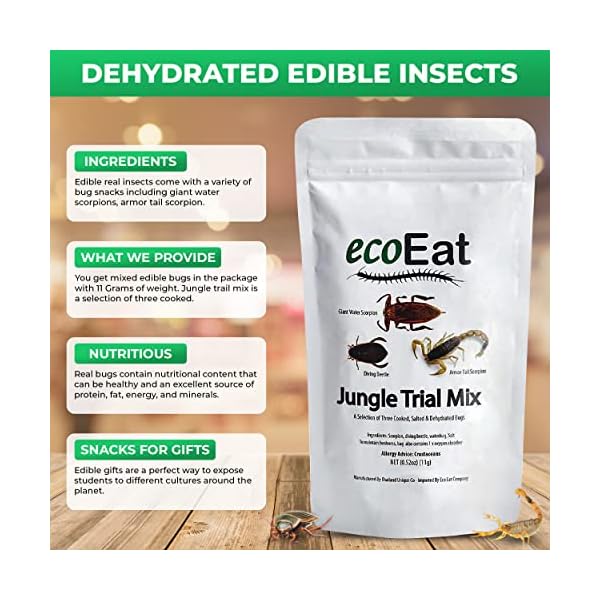 ecoEat Edible Bugs Mixed Trail Mix – 11g Bag- Edible Insects Glant ...