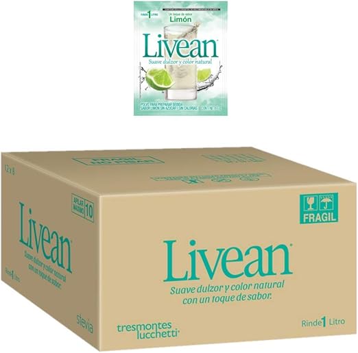 Livean Polvo Para Preparar Bebidas Limón Rinde 1 Litro Caja con 96 ...