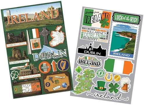 Amazon.com: Ireland Travel Stickers - Irish Scrapbook Stickers with ...