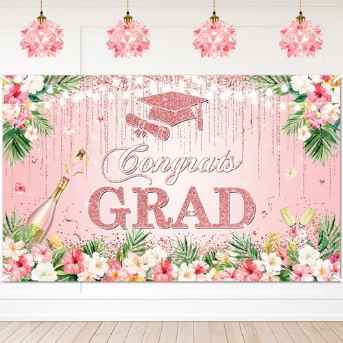 Amazon.com : Mocsicka Class of 2025 Backdrop Banner Black Pink Graduate ...