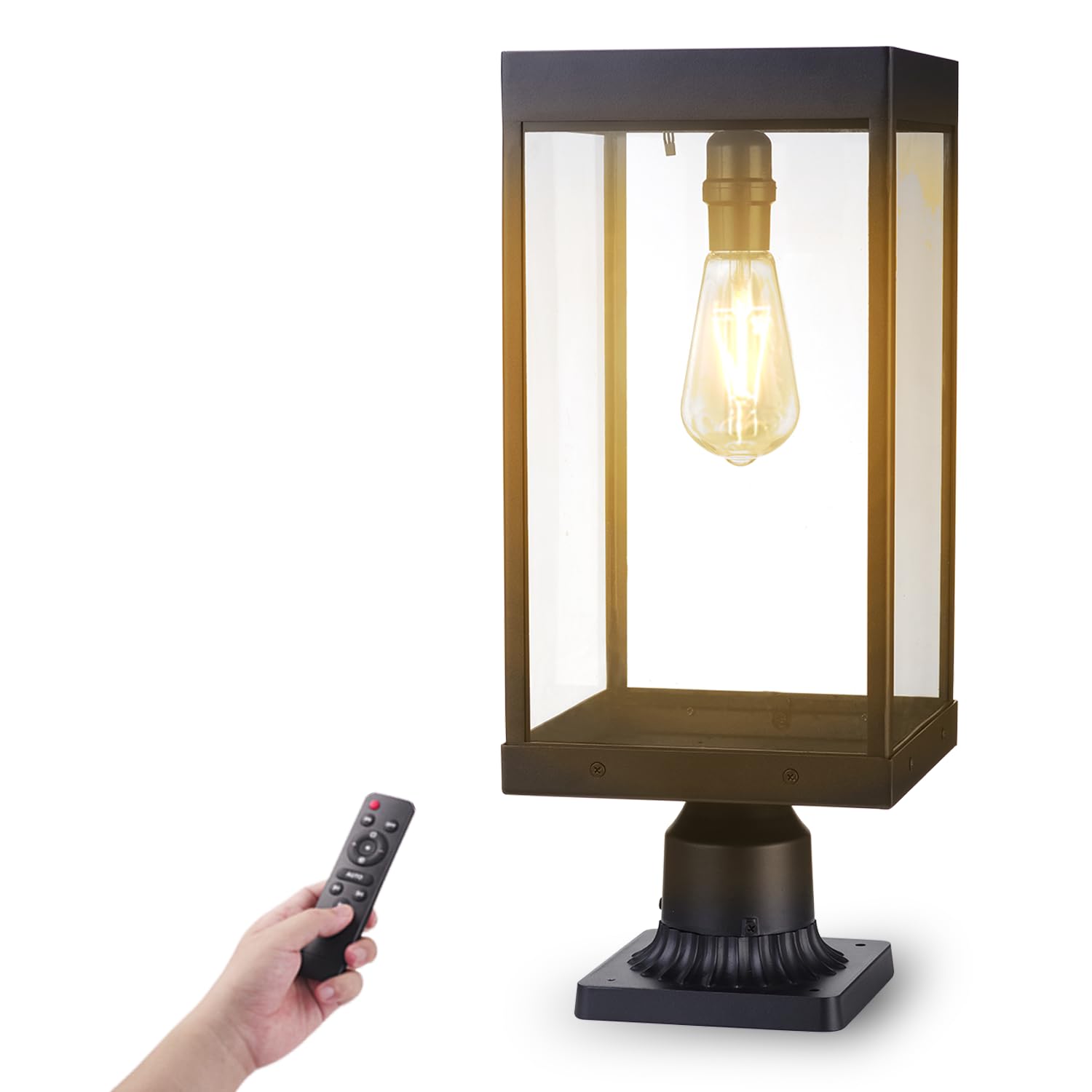 Poxran Solar Lamp Post Light, 20‘’H Dusk to Dawn Modern Solar Post ...