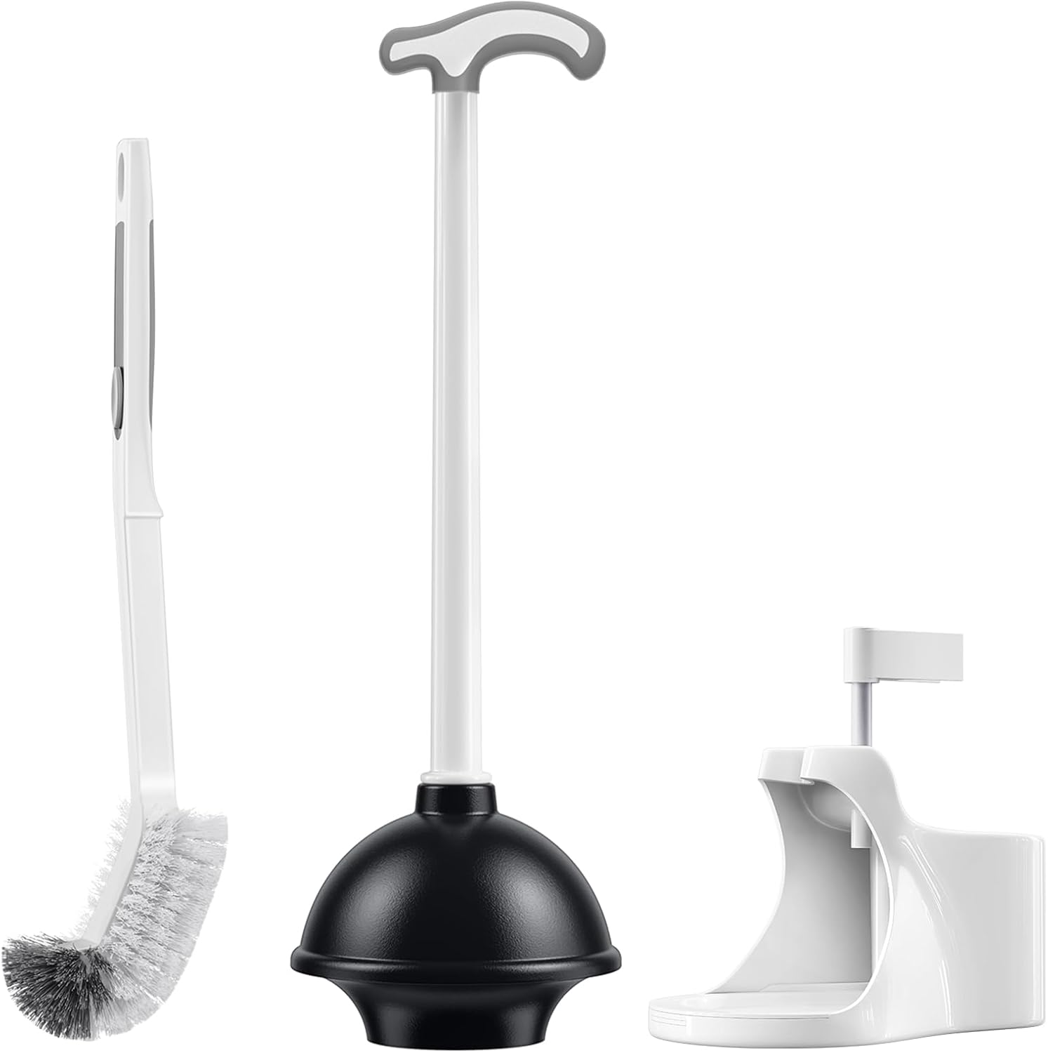 Amazon.com: HAMITOR Toilet Plunger Bowl Brush Set: Heavy Duty Bathroom ...