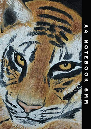 A4 Notebook 6mm: Painted Tiger Lined Exercise Book: Design, Whyitsme ...