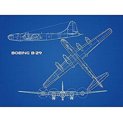 Boeing B-29 Superfortress Plane Blueprint Plan Unframed Wall Art Print ...