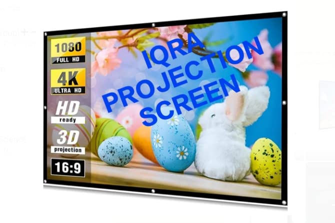 IQRA Projector Screen, 4K HD Portable Video Screen 16:9 Aspect Ratio ...
