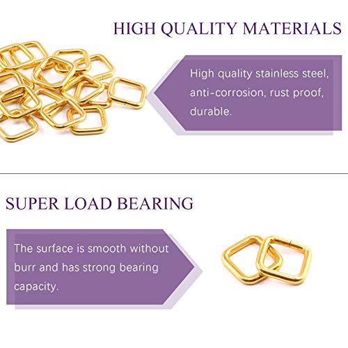 Snapklik.com : Swpeet 60Pcs 1/2 Inch - 13mm Gold Metal Rectangle Ring ...