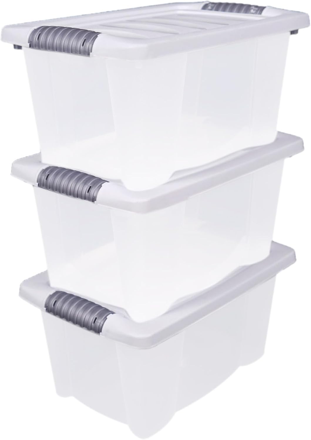 Spetebo Kunststoff Stapelbox mit Deckel 30 x 20 cm - 3er Set/jeweils 7 ...