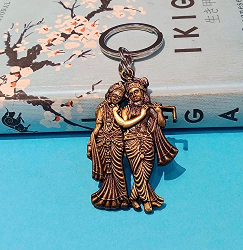 LA BELLEZA Double Sided Radha Krishna Metal Keychain (Bronze ...