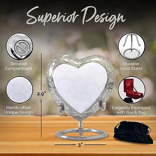 Heart Keepsake Urn – Mini Cremation Urn for Ashes with Heart Urn Stand ...
