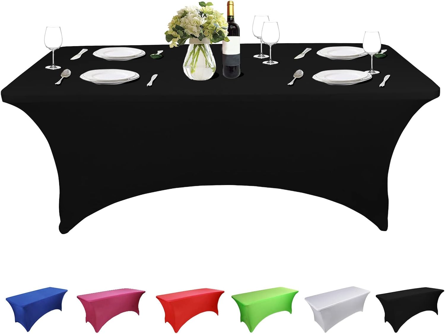 Amazon.com: IVAPUPU Spandex Tablecloth Fitted Rectangular 8ft Folding ...