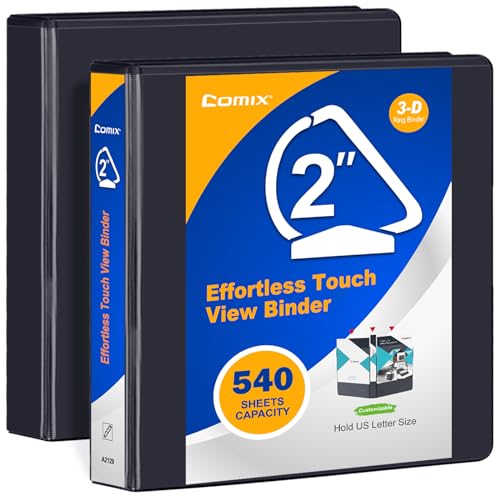 Snapklik.com : Comix 2 Inch 3 Ring View Binder, 2" Slant-D Ring Finger ...