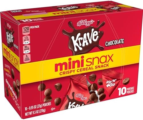 Amazon.com: Kellogg's Krave Mini Snax Crispy Cereal Snacks, Kids Snacks ...