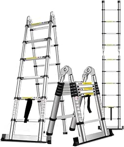 Folding Ladder Ladders,Telescoping Ladder Multi-Use A-Frame with ...