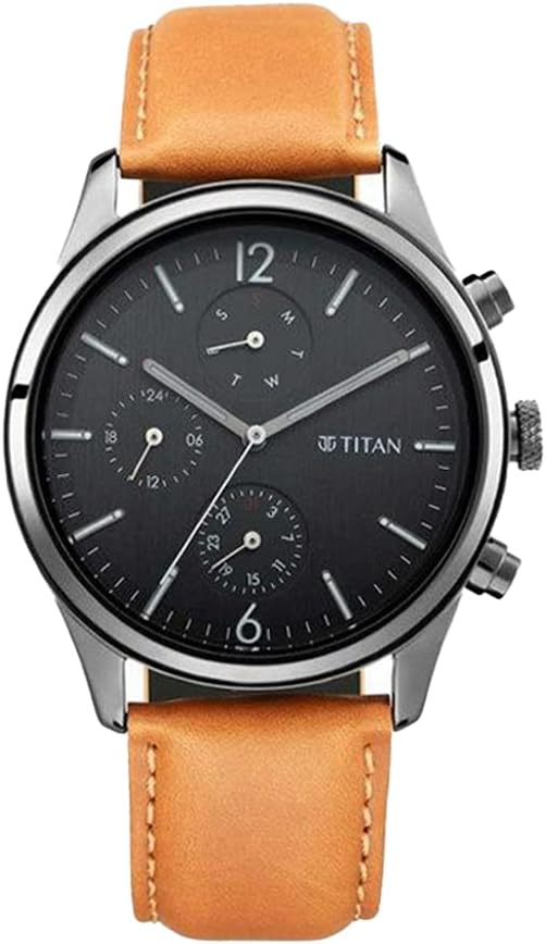 Titan Mens NEO V Phase I Tan Dial Leather Watch - 1805NL02 : Amazon.in ...