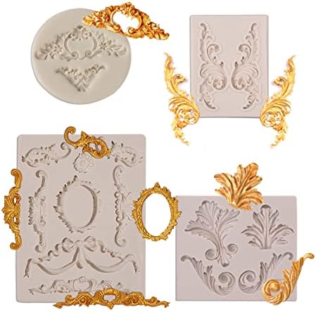 6 PCS Vintage Frame Silicone Mold, Baroque Style Silicone Fondant Cake ...