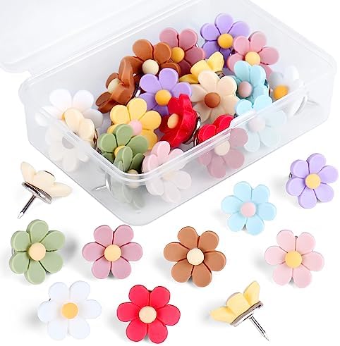 Amazon.com: 40Pcs Flower Push Pins Flower Cute Pins Decorative Flower ...