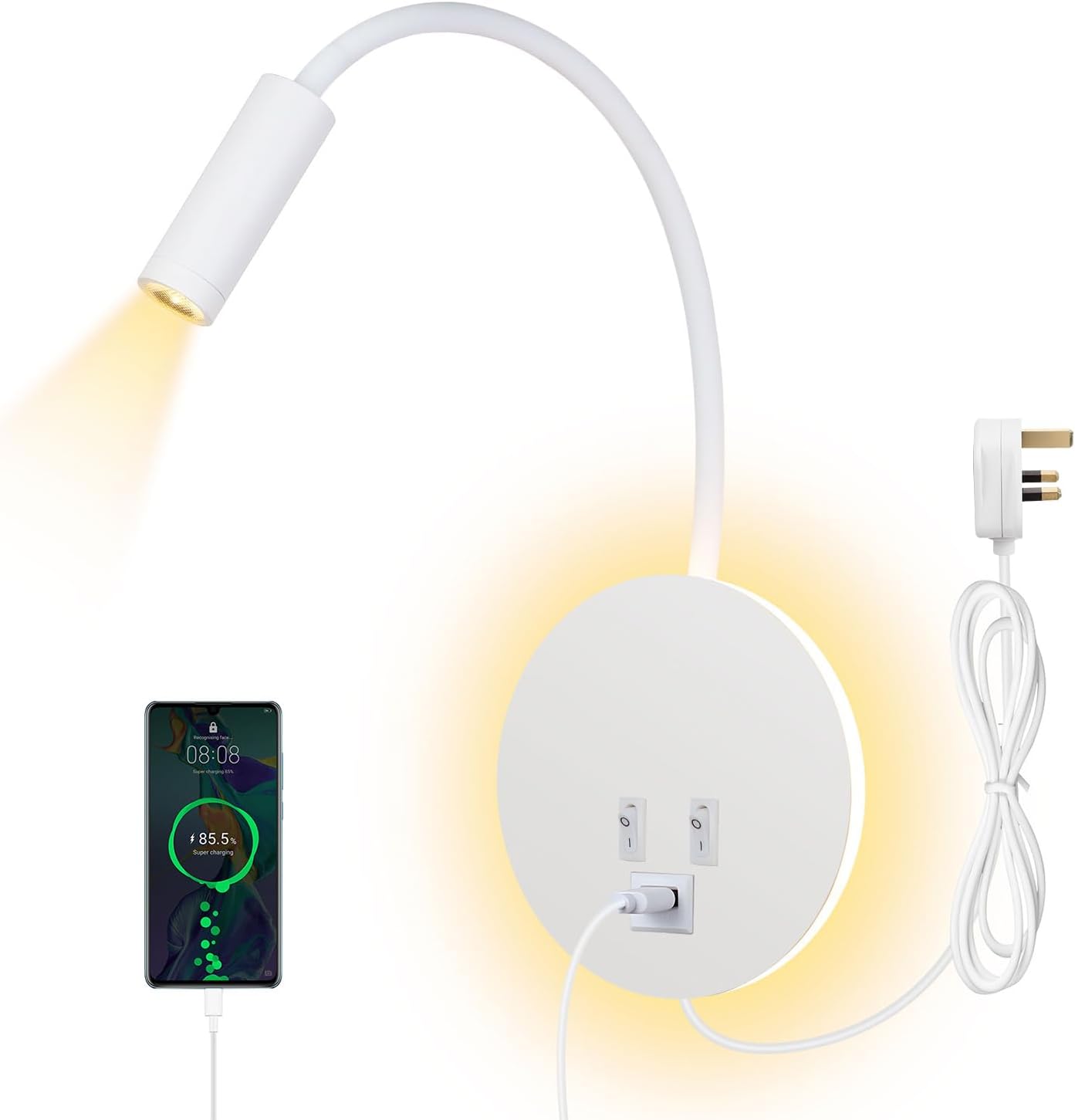 ERWEY Bedside Wall Lamp, LED Reading lamp,Wall Mounted Reading Light ...