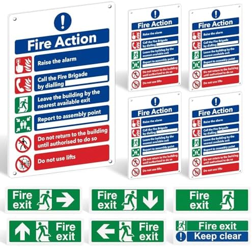 Fire Safety Signs Pack of 11 - Fire Action Notice Sign - 1mm Rigid ...