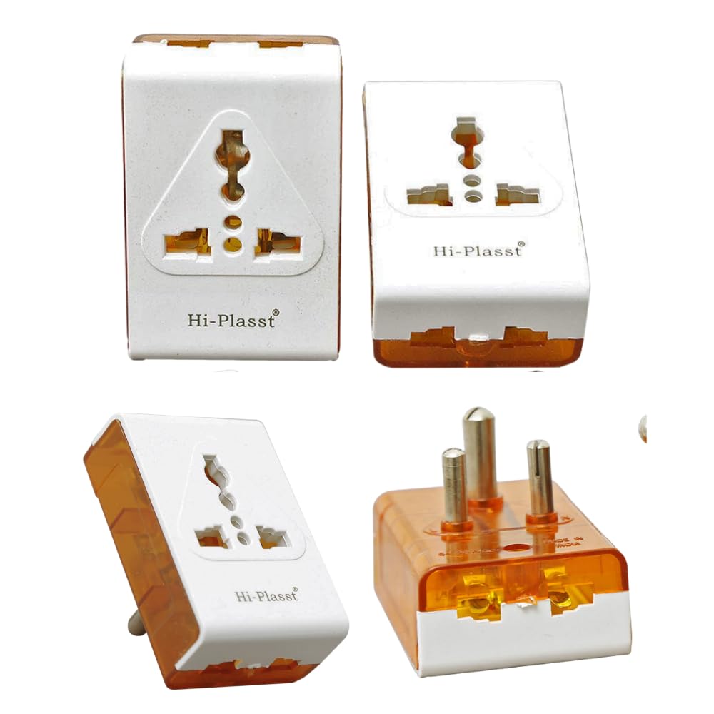 Buy Hi-Plasst 3-pin Multi-Plug Adapter Converter (Pack of 2) (Type-D ...