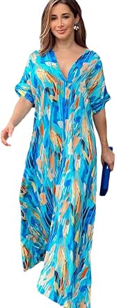 Printed For Women Beach Holiday Cover Up Seaside Maxi Bohemian Dresses ...