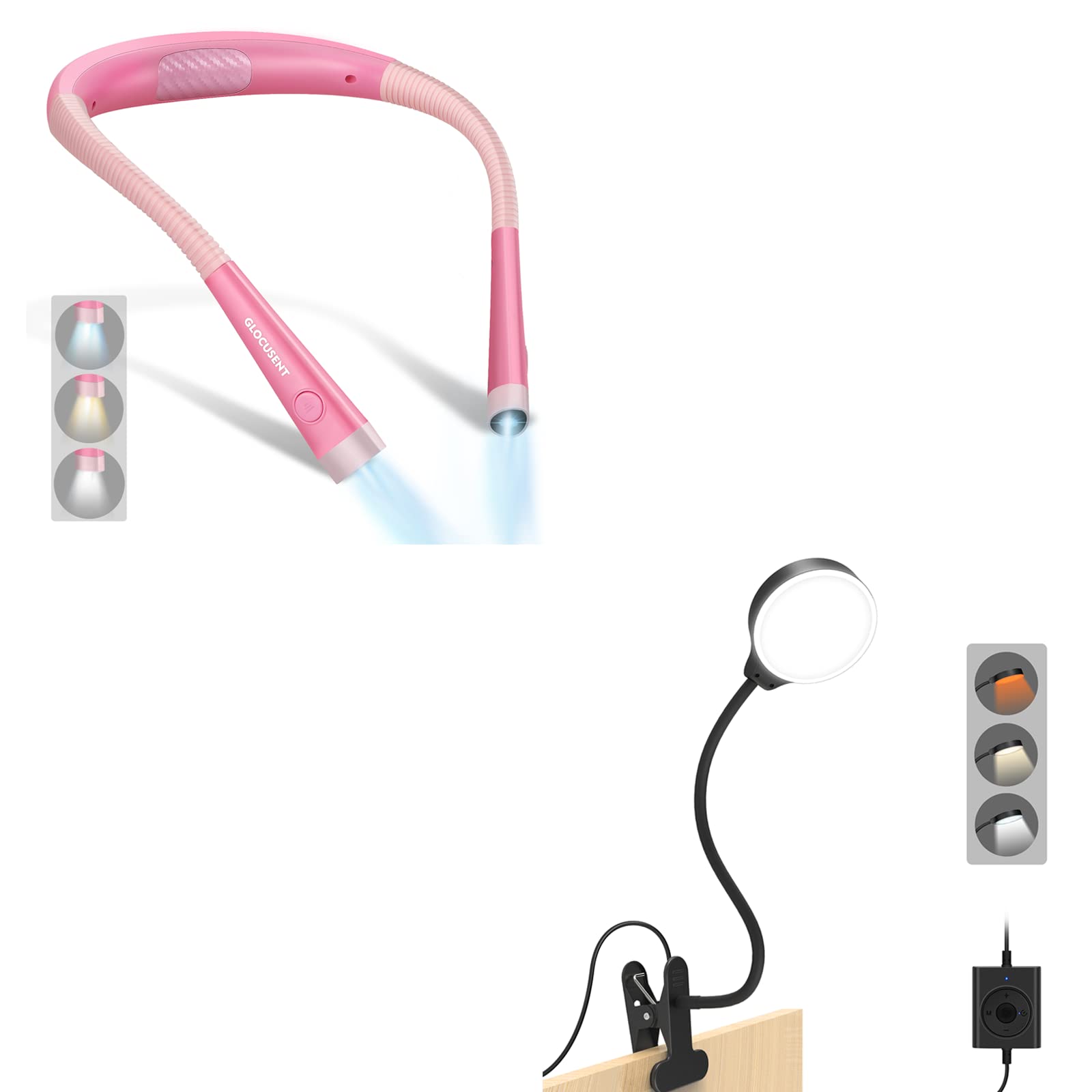 Glocusent Book Light, Bendable Neck Light, Book Light for Reading in ...