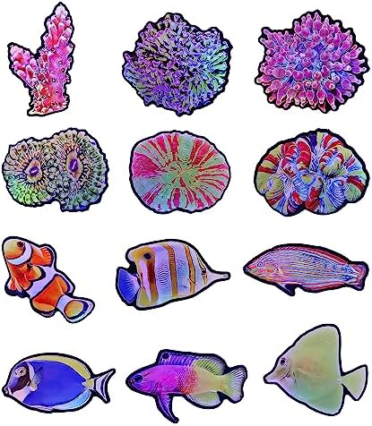 Amazon.com: Aquatic Planet 12-Pack Reef Tank Fish Corals Stickers ...
